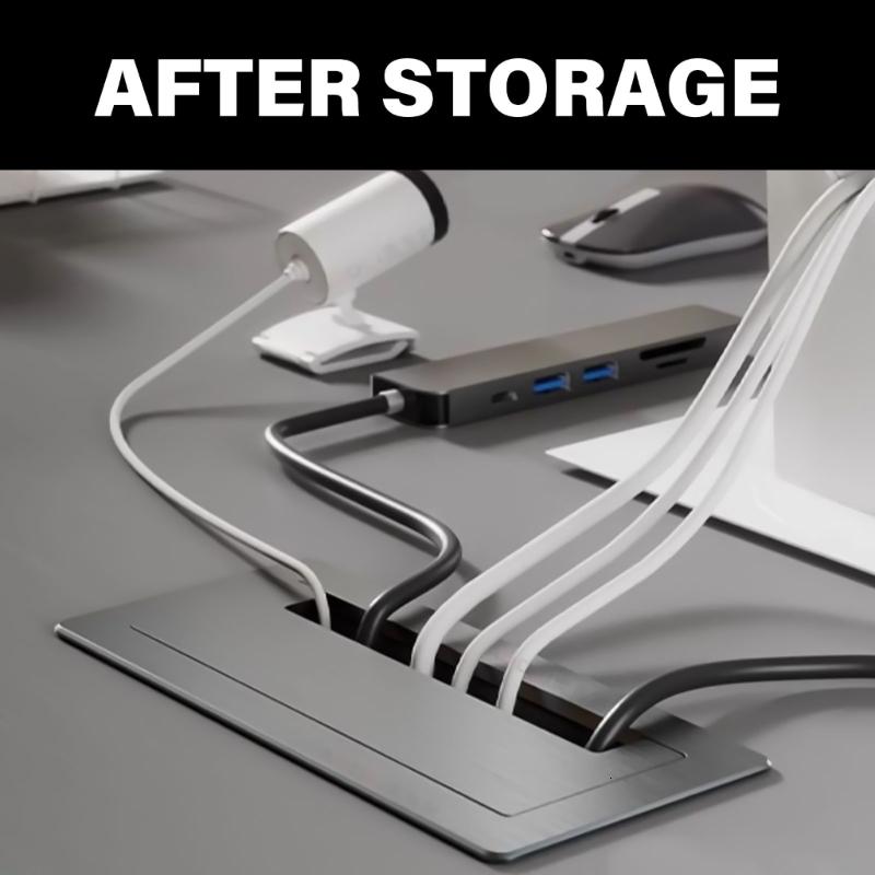 Aluminum Desk Cable Management Grommets with Brush Rectangular Metal ...