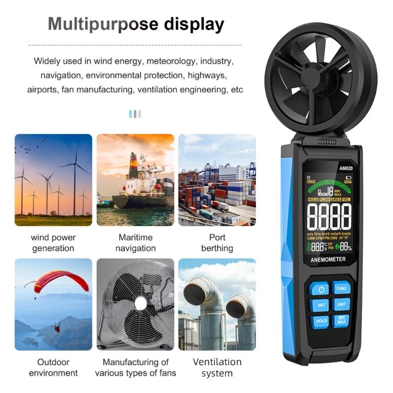 Digital Anemometer LCD Wind Speed Temperature HumidityMeter Wind ...