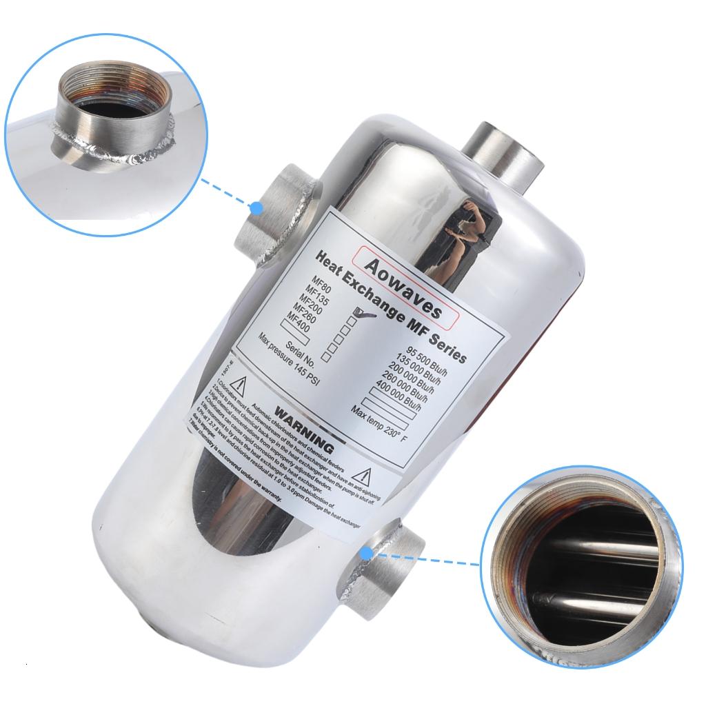 Tube Hot and Cold Water Heat Exchanger 24KW Pool Heat Exchanger Easy to ...