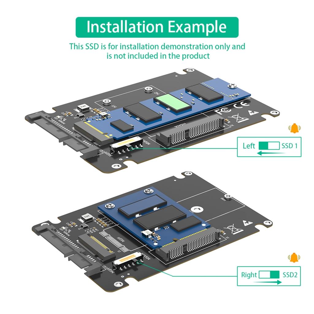 2 in 1 M.2 NGFF and mSATA to SATA3.0 Connectors Card for PC ...