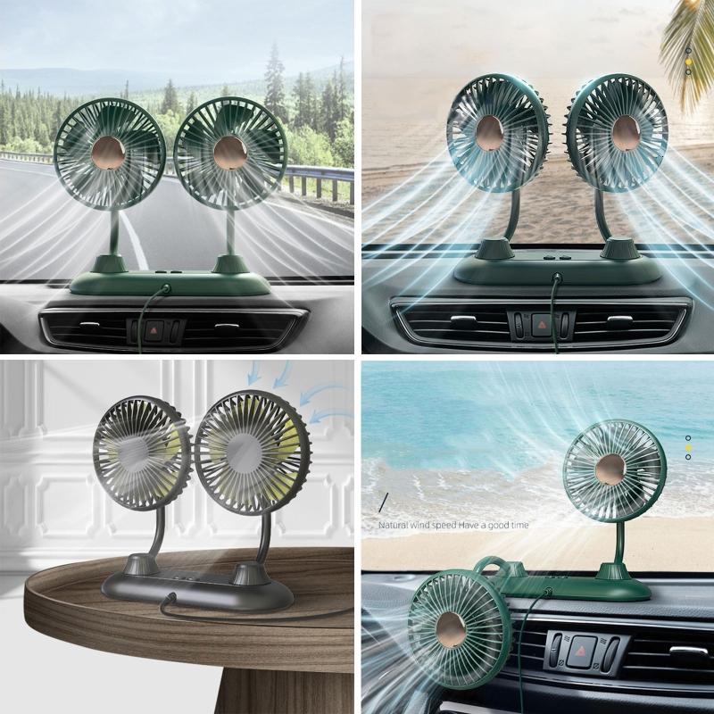 USB Dual for Head Car Fan Portable Vehicle Rotatable Auto Cooling Fan ...