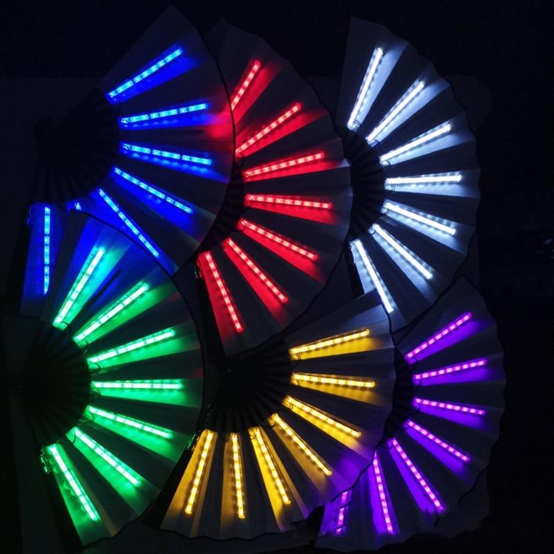 LED Flashing Hand Fan Creative Folding Hand Fan Dance Performances ...