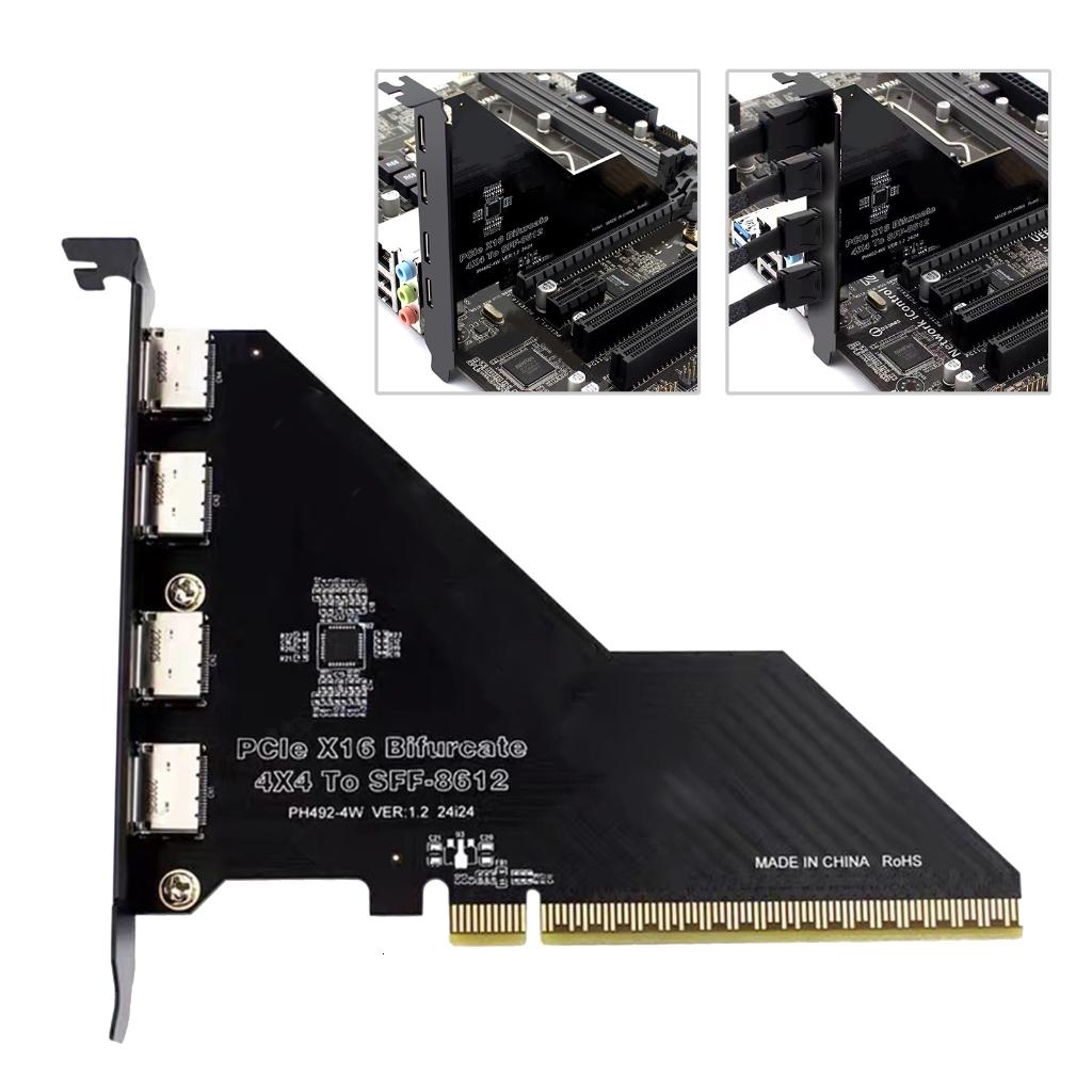 Fast PCIe X16 Expansion Card Support PCIEX4X4X4X4 Split to Oculink ...
