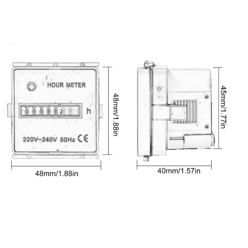 220V-240V Electronic Hermetic Counter Digital Hour Meter Gauge 220V ...