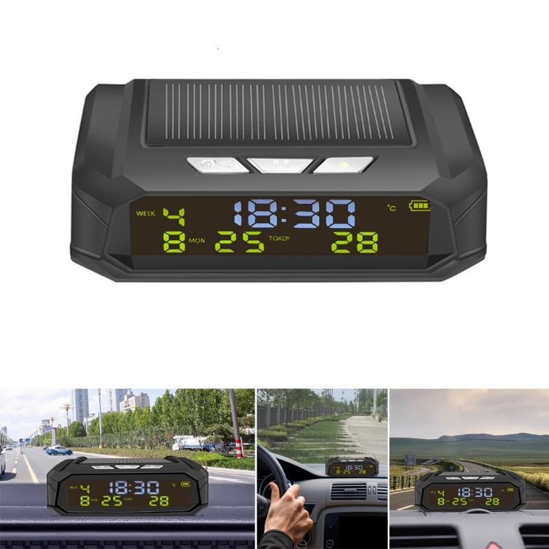 Car Electronic Clock Universal Car Clock Auto Interior Accessory Solar ...