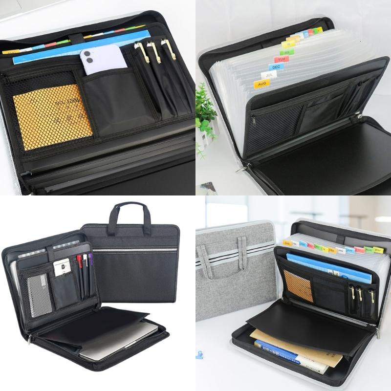 13 Pocket Document Case with Handle, Expanding Document Folder Business ...