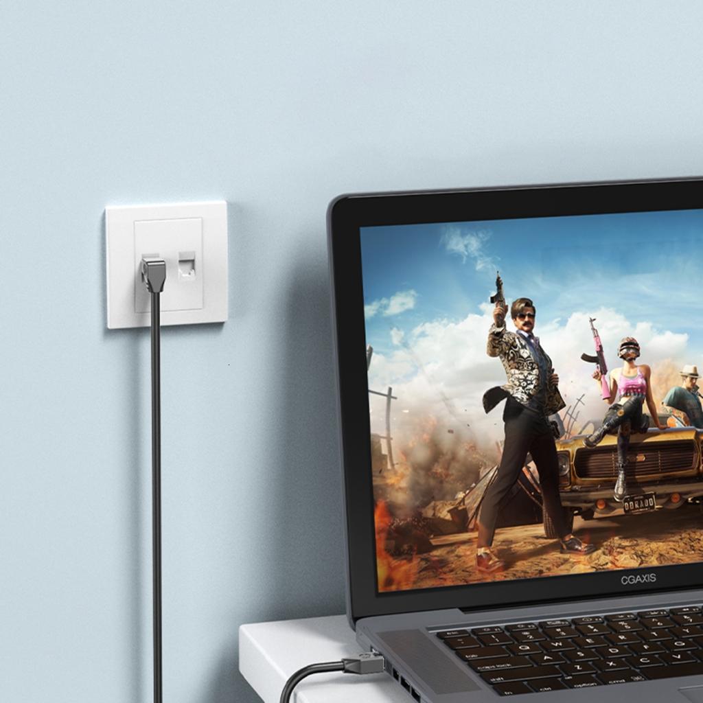 Cat5e Ethernet Networking Cable Right Angle RJ45 Connectors Copper ...