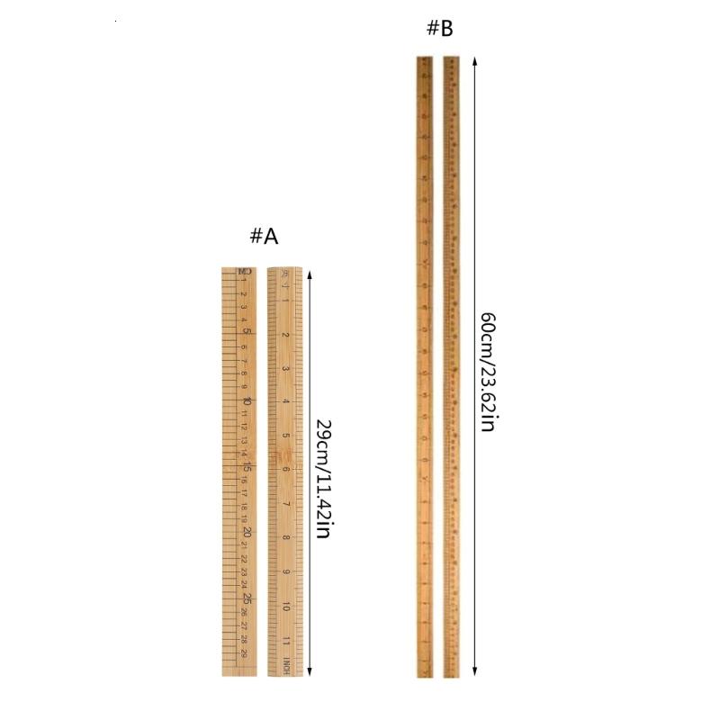 Wooden Ruler 12Inch 24Inch Double-Sided Scale Rulers Wood Measuring ...