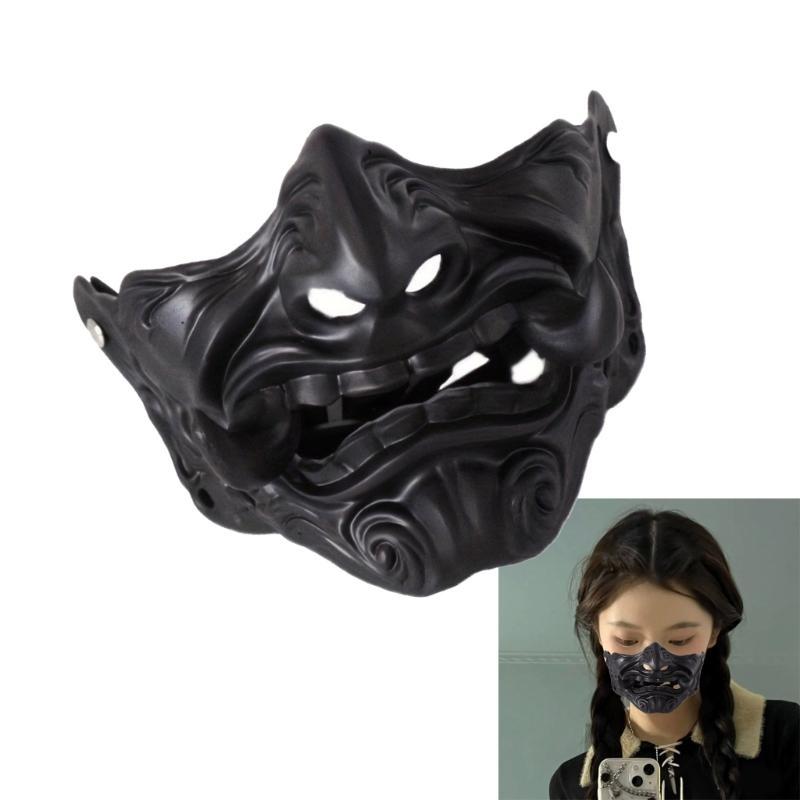 Realistic Japanese Oni Mask Cosplays Property With 3D Printed Fangs For ...