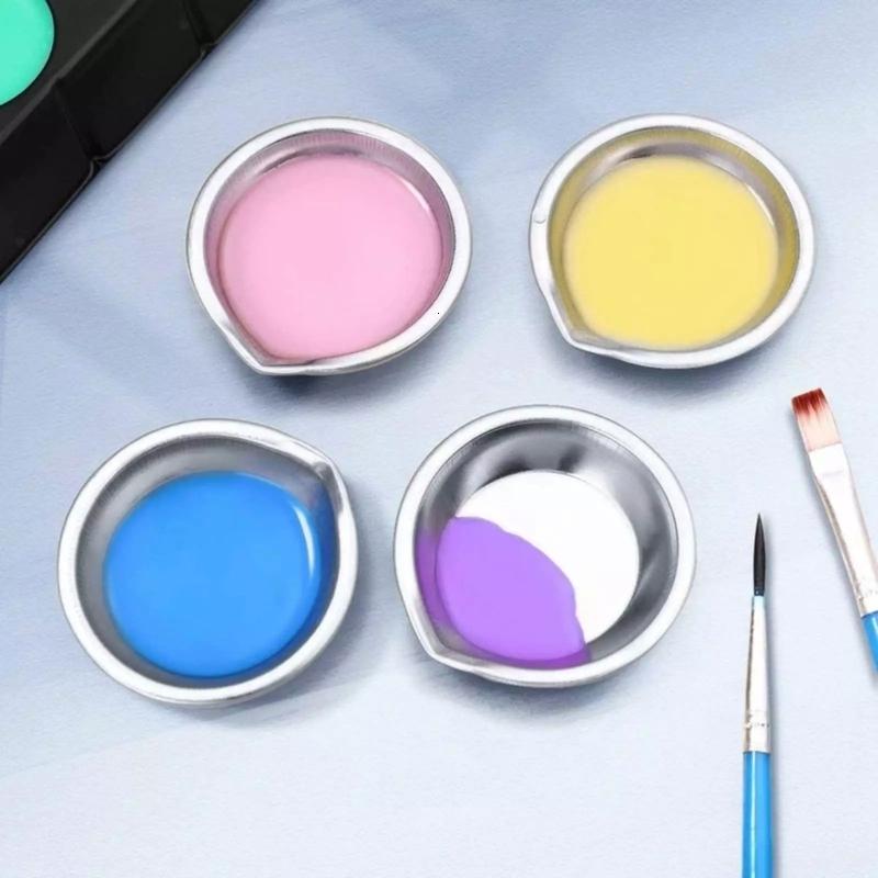 6 Pcs/Set Stainless Steel Paint Mixing Palette Tray Small Paint Palette ...