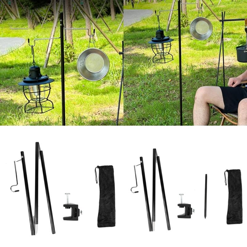 Folding Lamp Stand Outdoor Table Lamp Hanger Rack Portable Desktop ...