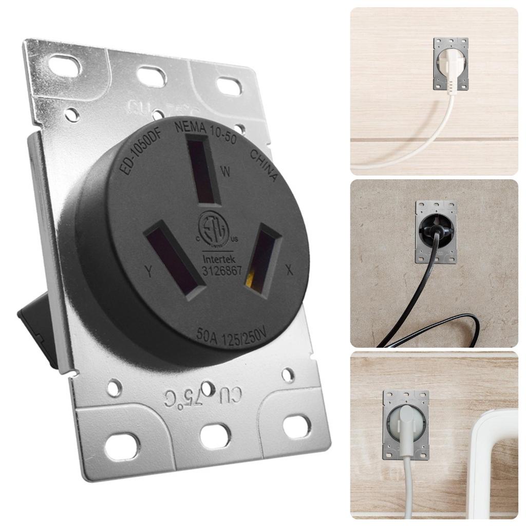Industrial Strength 50A NEMA 10 50P Receptacle Outlet Industrial Socket ...