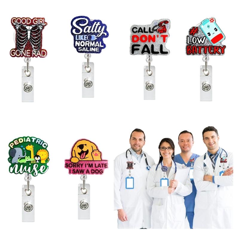 Doctor Nurse Badges Reels Holder with Swivel Alligator Clip Acrylic ...