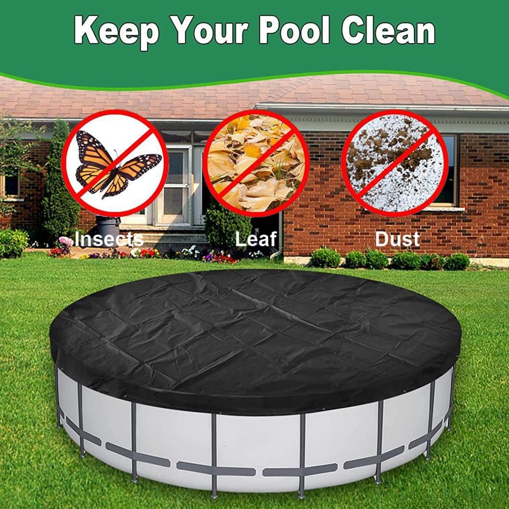 12FT Pool Leaf Net Cover Winter Pool Cover Round Black Swimming Pool ...