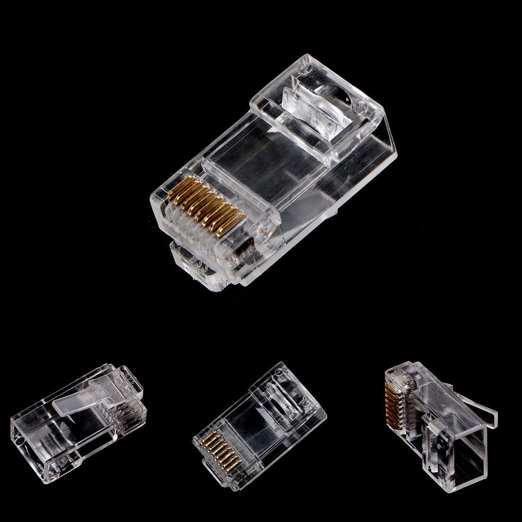 RJ45 Cat6 Pass Through Connectors Crimp Modular Plug Network Cable ...