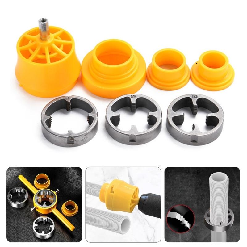7Pcs PVC Pipe Threader Kit With 1/2 3/4 1inch Dies Pipe Threading Tool ...