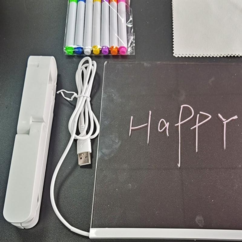 LED Acrylic Memo Board with Stand and Marker LED Light up Message Board ...