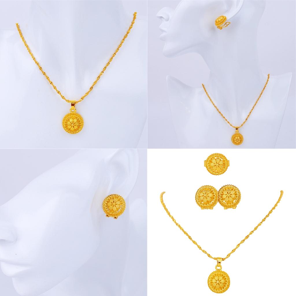 Sparkling Gold Jewelry Set Necklace Earrings Rings Set for Weddings and ...