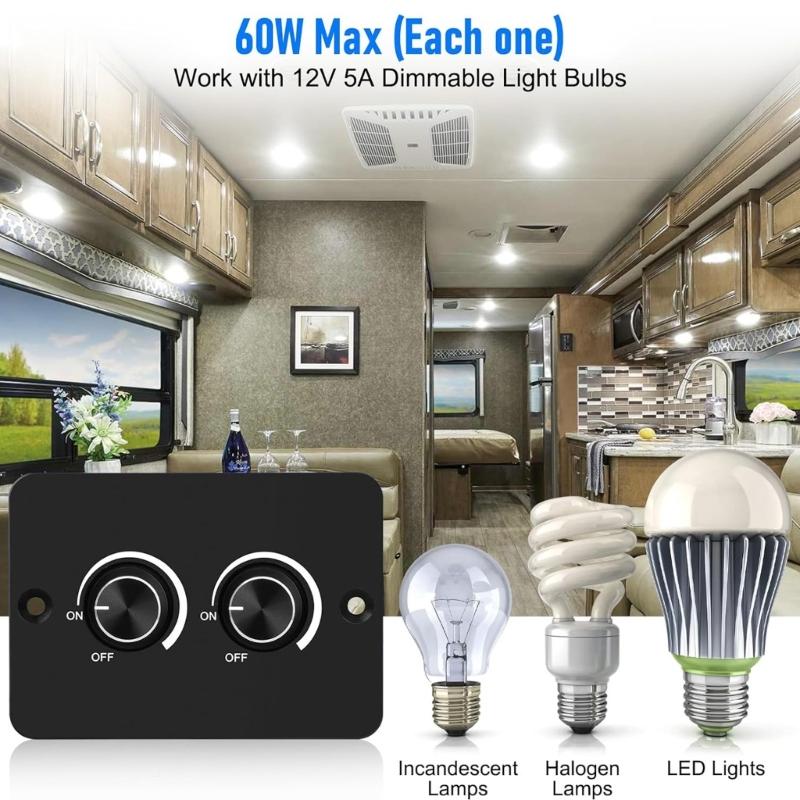 Small Round Dimmer Switches Double Knob LED Dimmer 60W Capacity Energy ...