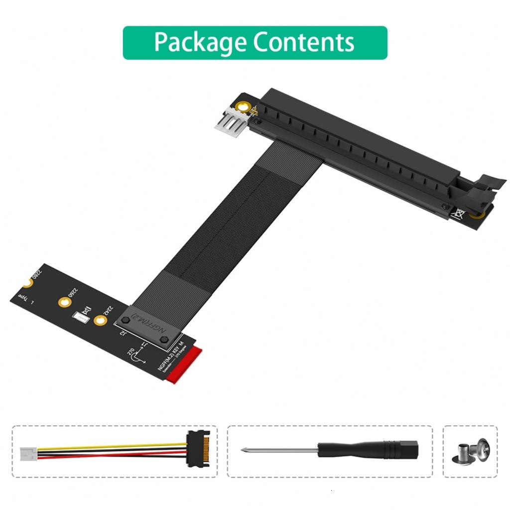 M.2 NGFF NVMe Key M to PCIE x16 Graphics Card Extension Cable M.2 Turn ...