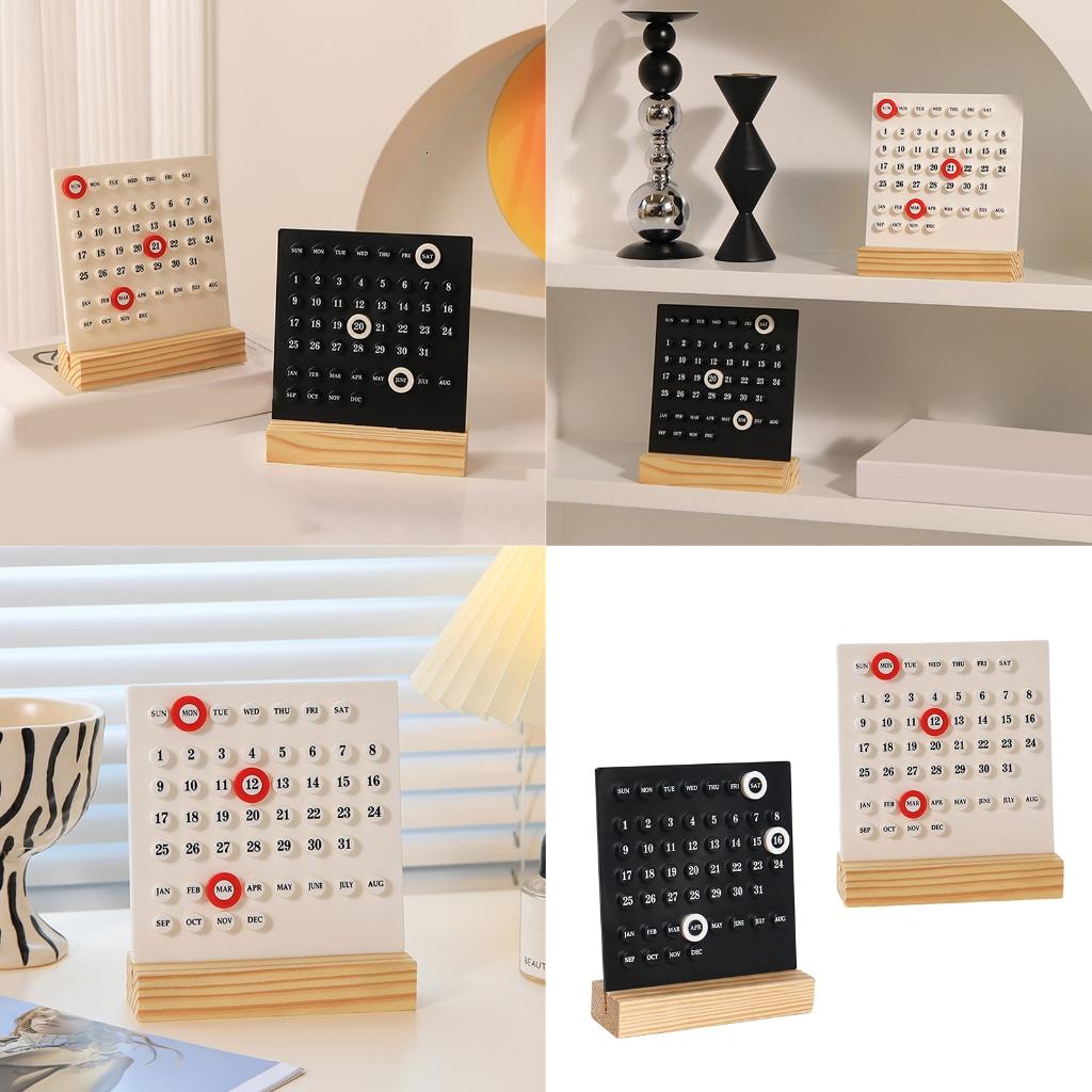 Compact Acrylic Permanent Calendar for Desk Decors and Date Trackings ...