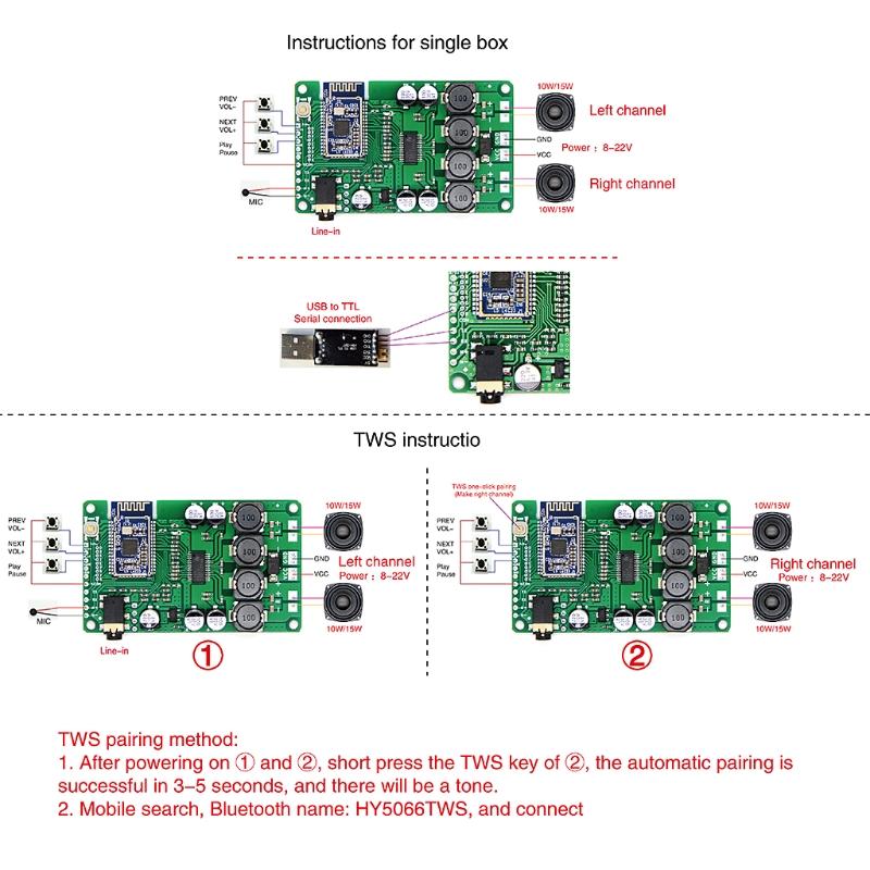 Amplifiers Board 20W/30W Support AUX Input Support Serial Port Change ...