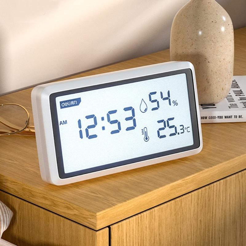 Indoor Thermometers Hygrometer Gauge with Time Display Large LCD ...