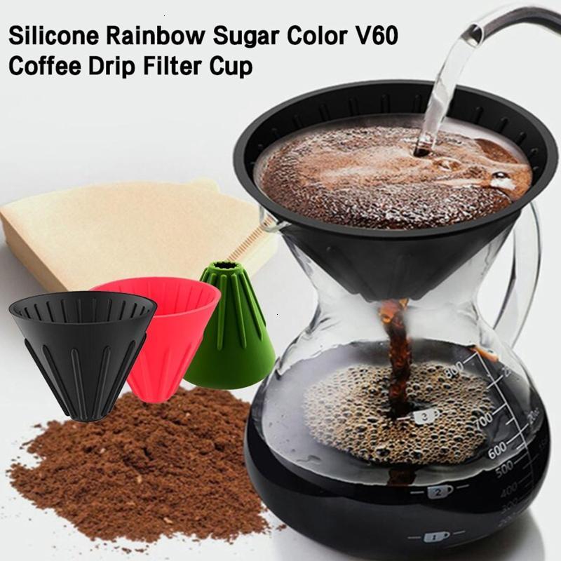 Home Reusable Coffee Funnel Silicone Coffee Drip Filter Cup Reversible ...