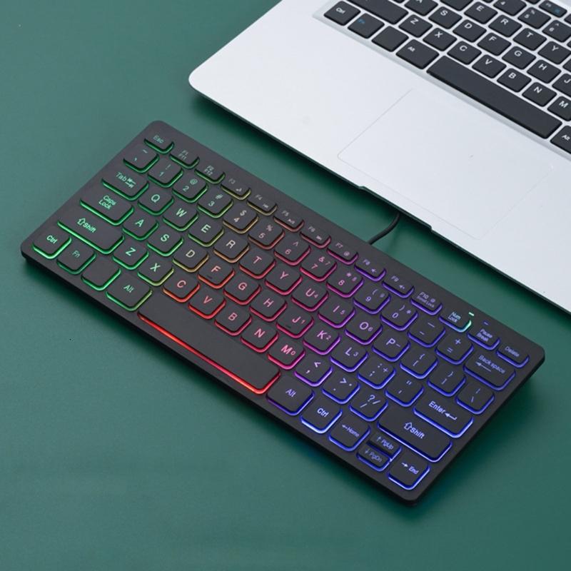 Ultra Thin Corded Keyboard 78keys Mini Keypad Colorful LED Backlight ...