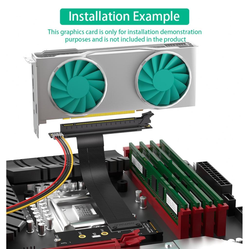 M.2 NGFF NVMe Key M to PCIE x16 Graphics Card Extension Cable M.2 Turn ...