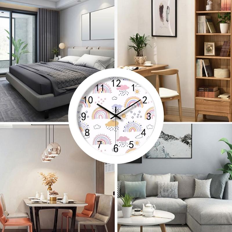 Quiet Kids Wall Clock Nonticking Teaching Time Clock Colorful Design ...