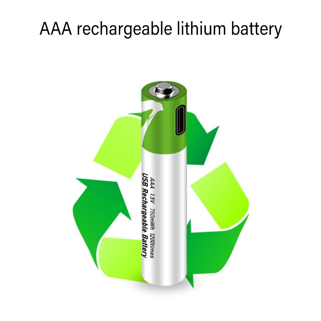 USB AAA Lithium Rechargeable Battery Constant Output USB C Charging ...