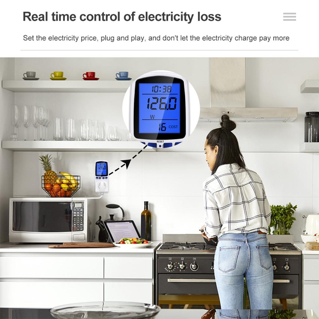 Digital Power Meter Energy Consumption Meter Measuring Outlet LCD ...