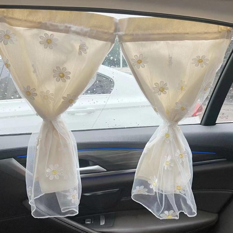Cotton Vehicle Window Drape Auto Window Screen Embroidery Flower Car ...