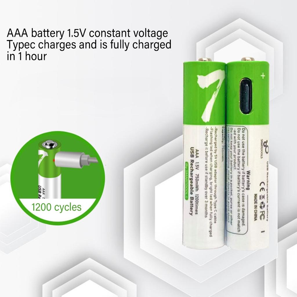 USB AAA Lithium Rechargeable Battery Constant Output USB C Charging ...