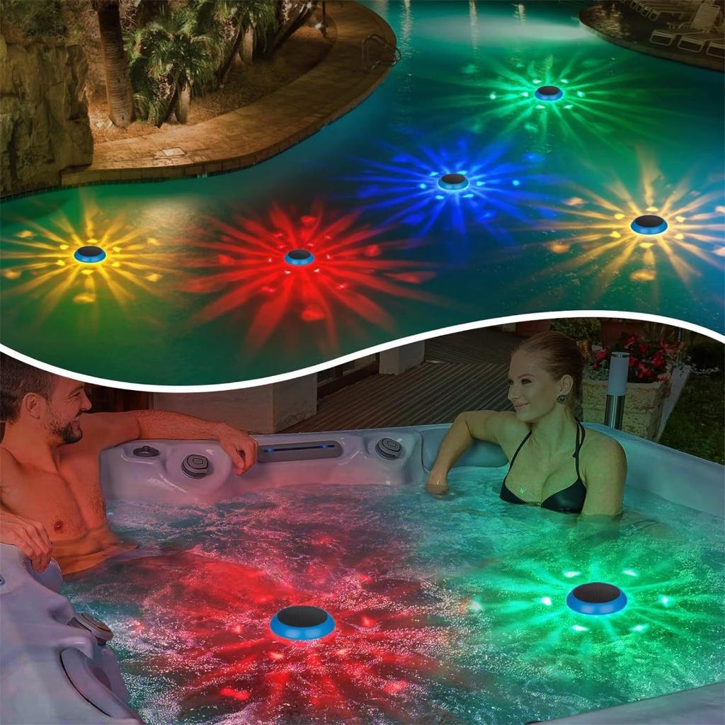 Night Projection Underwater Glowing Lamp Waterproof Solar Floating Pool ...