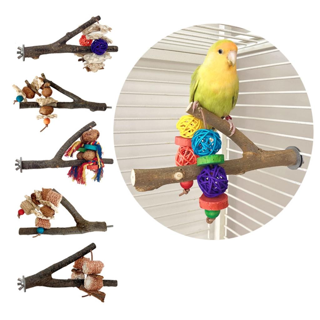 Pet Bird Standing Stick Wood Stick Parrot Toy Claws Grinding Bird Cage ...