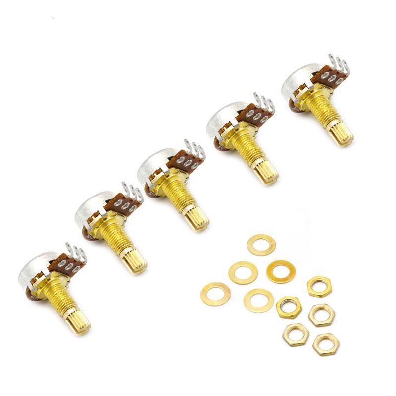 5pcs A500K Potentiometer Splined Pot Electric Guitar Bass Effect Amp ...