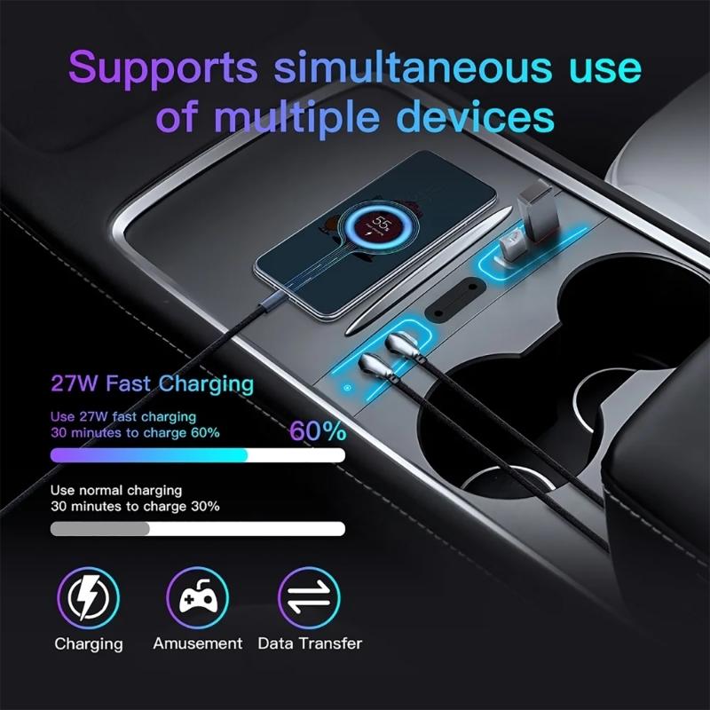 USB Hub Port High Speed Glove Box Docking Station Adapter Splitter for ...