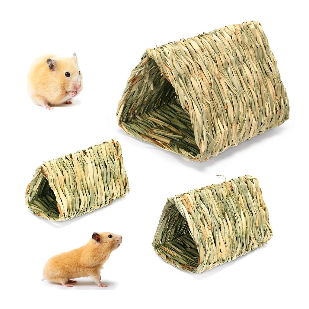 Natural Straw Hamsters Cage Tunnel House Pet Straw Nest Rabbit Grass ...