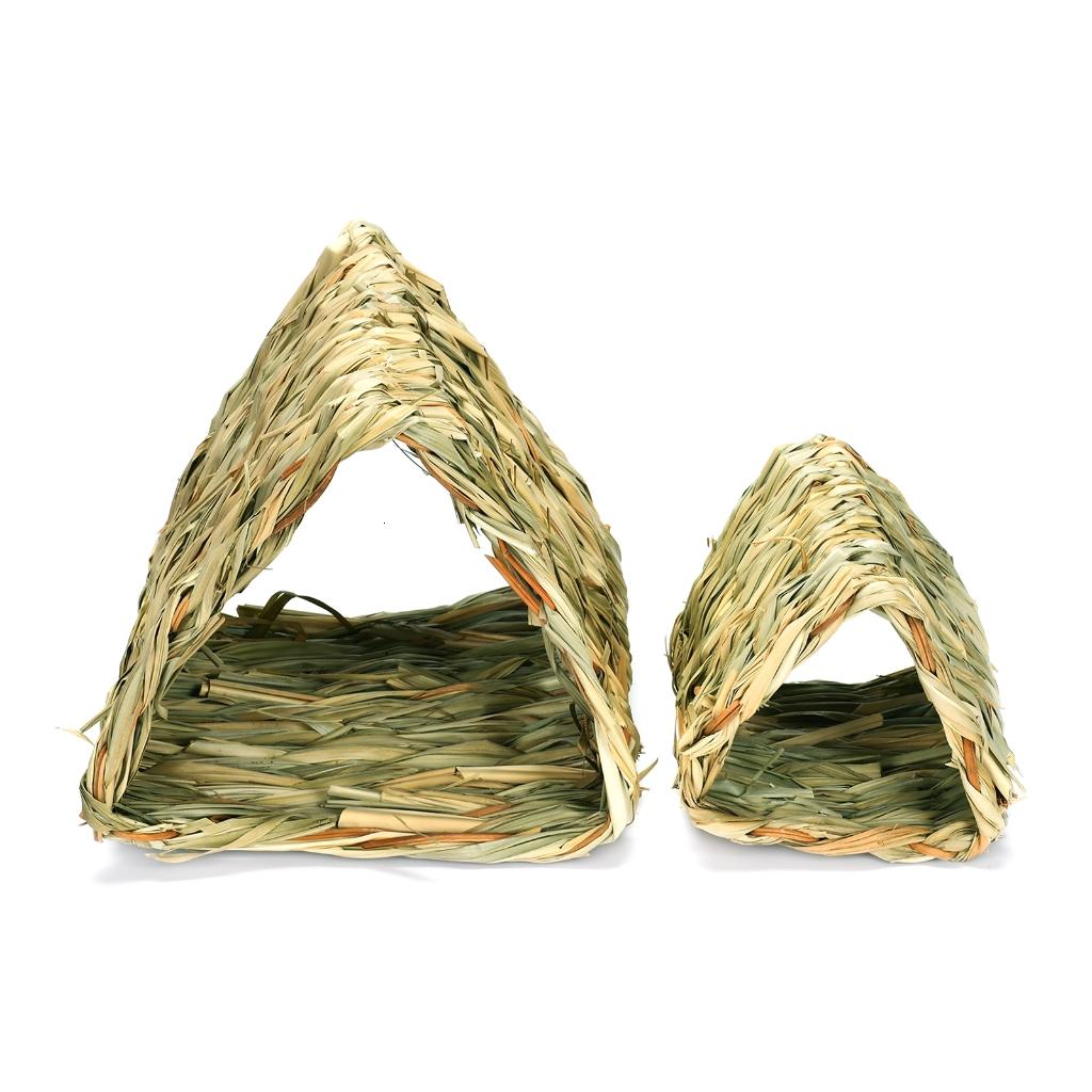 Natural Straw Hamsters Cage Tunnel House Pet Straw Nest Rabbit Grass ...