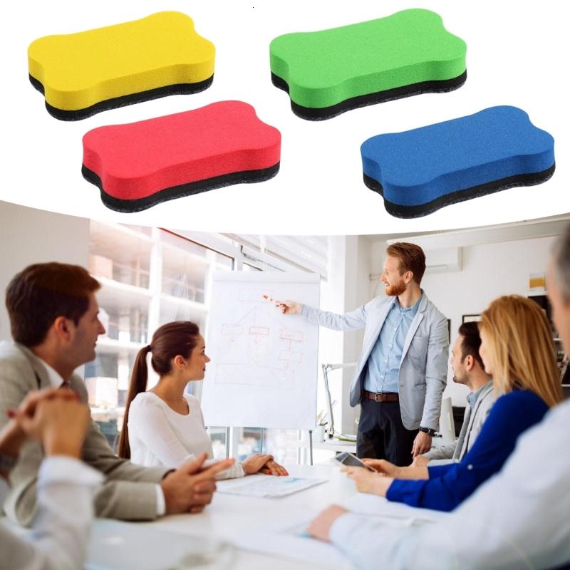 4 Pcs Magnetic Whiteboard Eraser Bone Shape Felt Board Cleaner Office ...