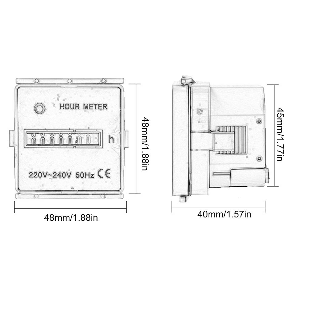 Hour Meter Timers Counter 220V-240V 50Hz Operating Hours Counter Gauge ...