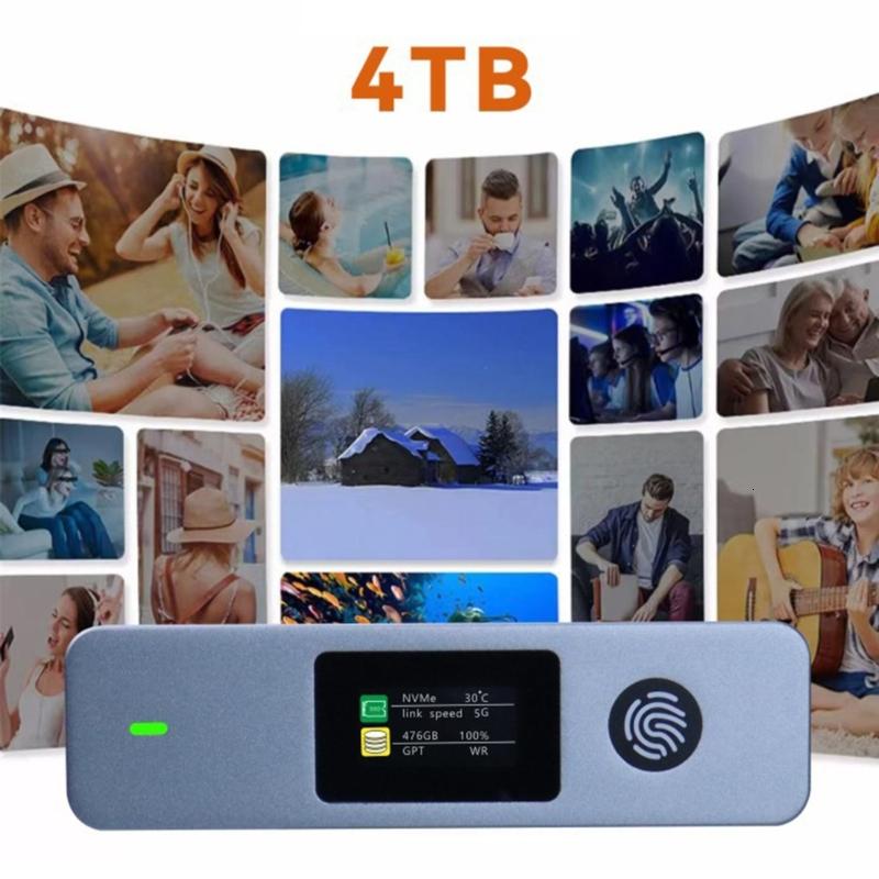 NVMe/SATA SSD Enclosure Box External Solid Disk Storage Fingerprint ...