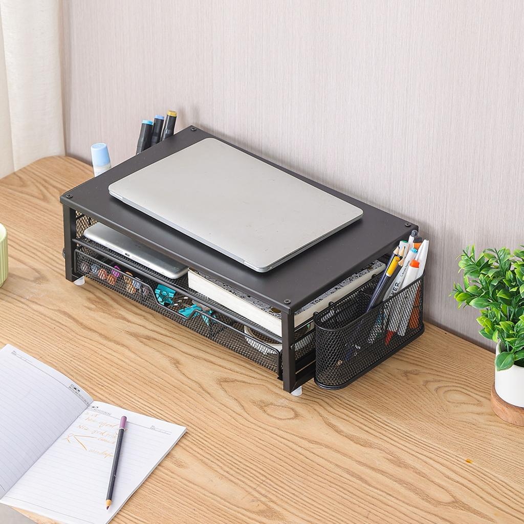 Metal Screen Stand with Ventilation Drawer and Side Storage Laptop ...