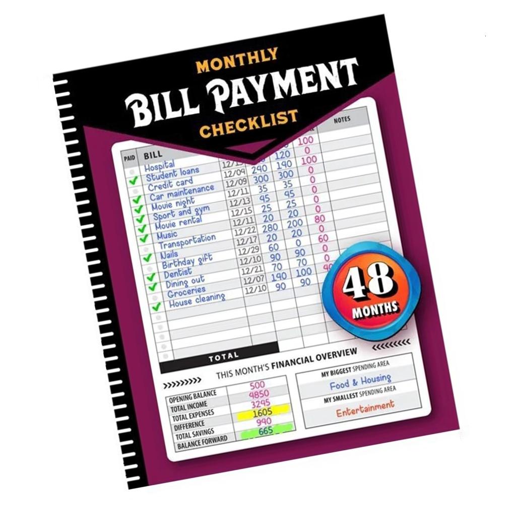 Practical Monthly Bill Tracking Checklist Book for Organized Financial ...
