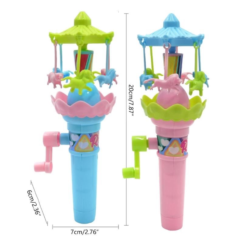 Hand Cranked Rotating Carousel Toy with LED Lights Glowing Toy (Random ...