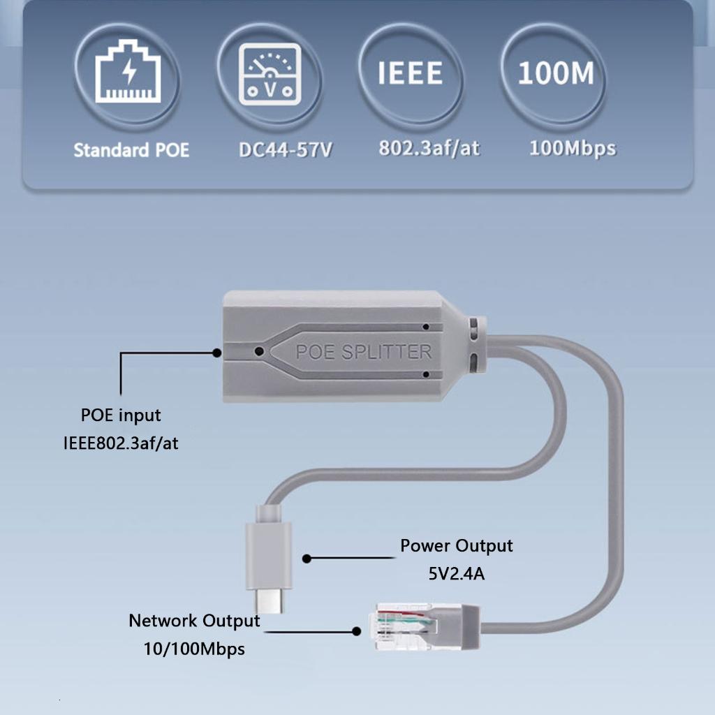 USB C PoE Splitter Converts 48V To 5V2.4A Power Supply For Gateways ...