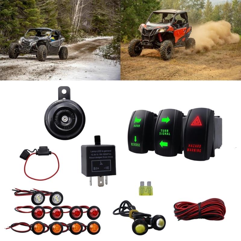 12V LED Turn Signal Street Legal Kit Turn Signal Switch For UTV ATV ...