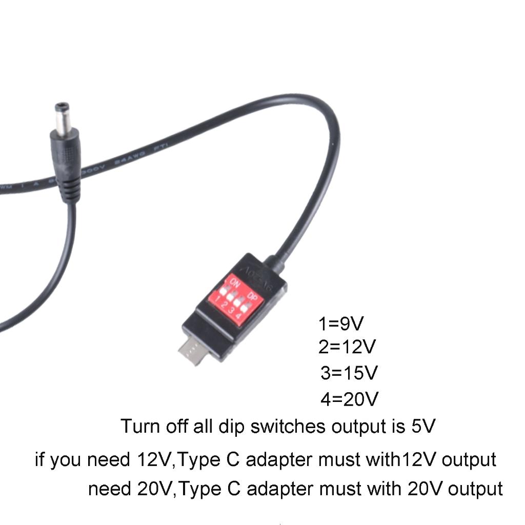 USB C PD to 5V 9V 12V 12V 20V 5.5x2.1mm Adjustable Voltages Step Up ...